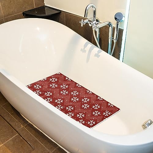 Bath Tub Shower Mat - Anti-Slip PVC Material 15.1x26.8 in, Gentle Cushioning Quick Drying Suction Cups Reliable Solution - Oriental Ethnic Elements Pattern Non-Slip Floor Mat