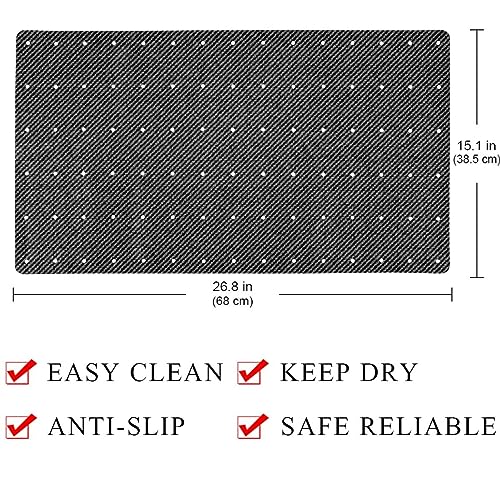 Bath Tub Shower Mat - Anti-Slip PVC Material 15.1x26.8 in, Gentle Cushioning Quick Drying Suction Cups Reliable Solution - Black Texture Pattern Non-Slip Floor Mat