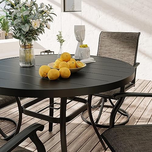 VICLLAX 5-Piece Outdoor Patio Furniture Dining Set, All-Weather Outdoor Swivel Chairs and Round Patio Dining Table, 42" Black