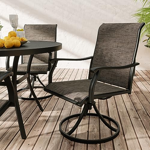 VICLLAX 5-Piece Outdoor Patio Furniture Dining Set, All-Weather Outdoor Swivel Chairs and Round Patio Dining Table, 42" Black