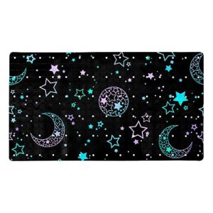 bath tub shower mat - anti-slip pvc material 15.1x26.8 in, gentle cushioning quick drying suction cups reliable solution - pattern with moon and stars non-slip floor mat