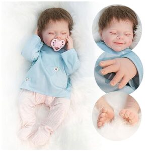 realistic baby dolls, 18 inch silicone dolls for girls, with feeding kit re born baby dolls, gift toys for children,d