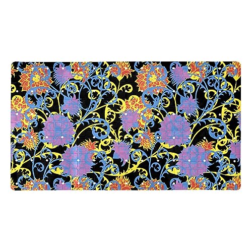 Bath Tub Shower Mat - Anti-Slip PVC Material 15.1x26.8 in, Gentle Cushioning Quick Drying Suction Cups Reliable Solution - Colorful Flower Shape Graffiti Non-Slip Floor Mat