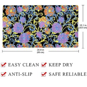 Bath Tub Shower Mat - Anti-Slip PVC Material 15.1x26.8 in, Gentle Cushioning Quick Drying Suction Cups Reliable Solution - Colorful Flower Shape Graffiti Non-Slip Floor Mat