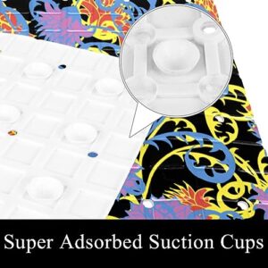 Bath Tub Shower Mat - Anti-Slip PVC Material 15.1x26.8 in, Gentle Cushioning Quick Drying Suction Cups Reliable Solution - Colorful Flower Shape Graffiti Non-Slip Floor Mat