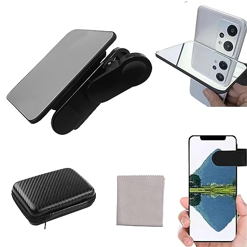 Smartphone Camera Mirror Reflection Clip Kit Adjustable Enhance Phone Camera Shots with Selfie Reflector Travel-Friendly and Easy-to-Carry Phone Camera Mirror Clip （Black）