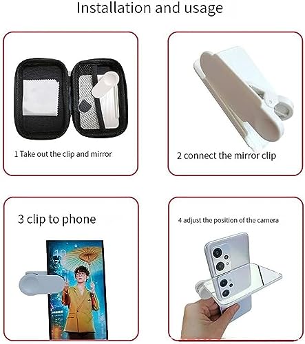 Smartphone Camera Mirror Reflection Clip Kit Adjustable Enhance Phone Camera Shots with Selfie Reflector Travel-Friendly and Easy-to-Carry Phone Camera Mirror Clip （Black）