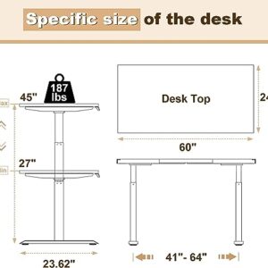 Lift it, Electric Sit Stand/Height Adjustable Desk for Office or Home with Effortless Touch Up/Down Control, Brite White Top with White Frame