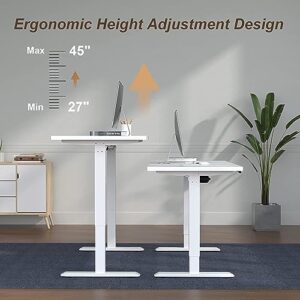 Lift it, Electric Sit Stand/Height Adjustable Desk for Office or Home with Effortless Touch Up/Down Control, Brite White Top with White Frame