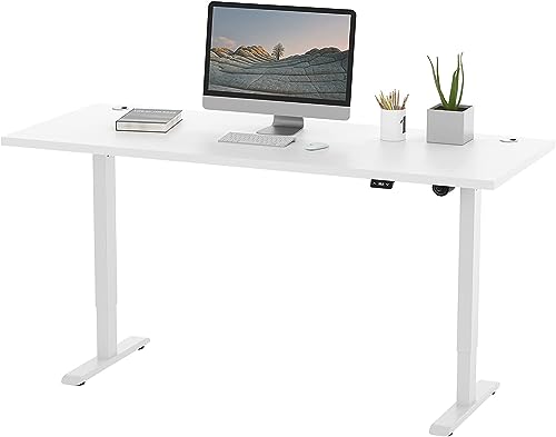 Lift it, Electric Sit Stand/Height Adjustable Desk for Office or Home with Effortless Touch Up/Down Control, Brite White Top with White Frame