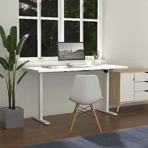 Lift it, Electric Sit Stand/Height Adjustable Desk for Office or Home with Effortless Touch Up/Down Control, Brite White Top with White Frame