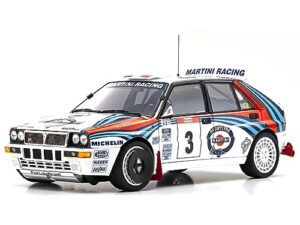 lancia delta hf integrale evoluzione #3 didier auriol - bernard occelli martini racing 3rd place tour de corse - rallye de france (1992) 1/18 diecast model car by kyosho k08348h