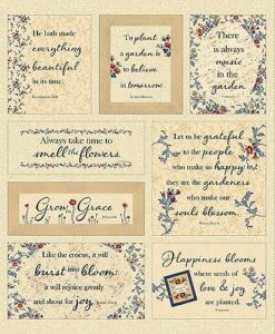 35.5" x 44" panel bible verses passages scriptures faith christian inspirational quotes sayings victory garden cotton fabric panel (paneljt-cd2108-beige)