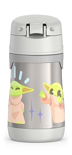 THERMOS Vacuum Insulated Stainless Steel 10oz Straw Bottle, THE MANDALORIAN