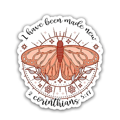 Miraki I Have Been Made New Sticker, Religious Stickers, Christian Stickers, Bible Verse Stickers, Water Assitant Die-Cut Vinyl Jesus Decals for Laptop, Phone, Water Bottles, Kindle Sticker