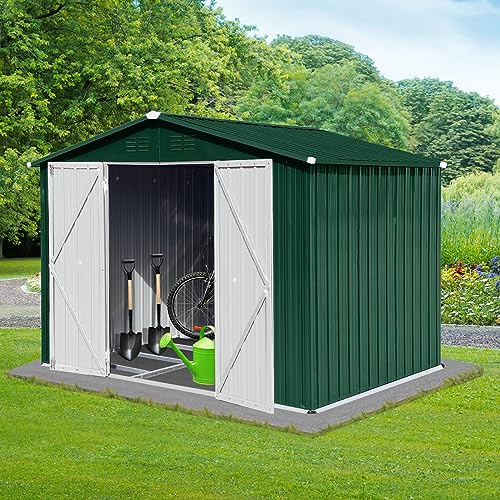 The Spacious Metal Outdoor Storage shed 8 feet x 6 feet | The Ideal Choice of The Door and Anti -Rust Steel | Backyard, Garden, Terrace