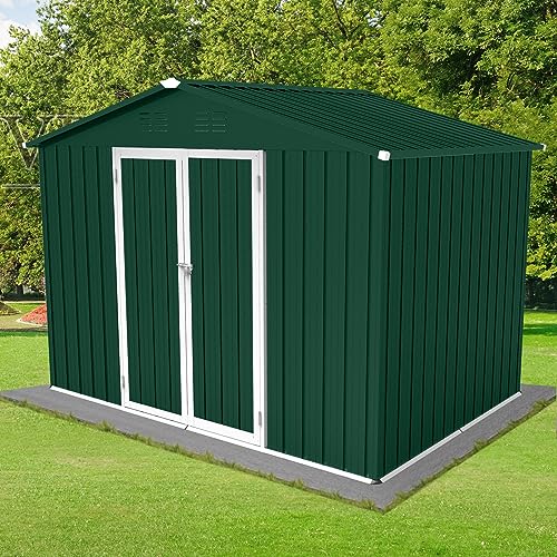 The Spacious Metal Outdoor Storage shed 8 feet x 6 feet | The Ideal Choice of The Door and Anti -Rust Steel | Backyard, Garden, Terrace