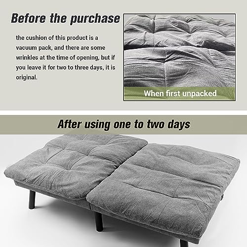 YESHOMY Futon Sofa Bed,Skin-Friendly Couch Loveseat with Adjustable Backrest, Dark Grey