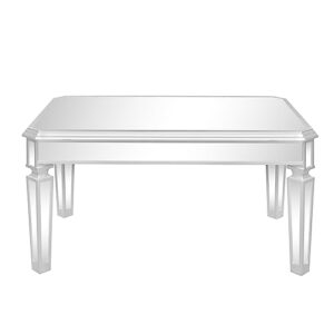 HomVent Mirrored Coffee Table Silver Living Room Table with Adjustable Legs Glass Central Table Cocktail Table for Living Room