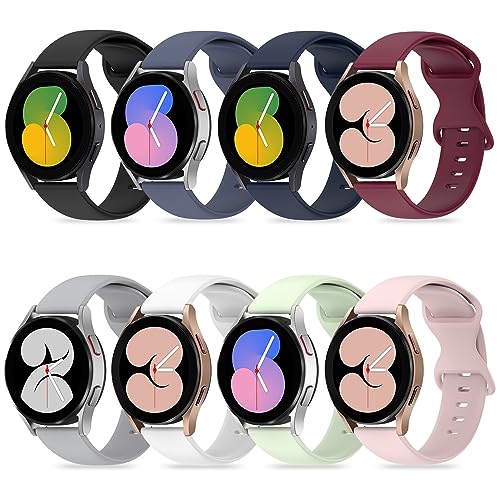 KQZunguo 8 Pack Silicone Band Compatible with Samsung Galaxy Watch 6&5&4 40mm 44mm/Watch 5 Pro 45mm/Watch 6 Classic 43mm 47mm/Watch 4 Classic 42mm 46mm, 20mm Soft Sport Strap for Women Men