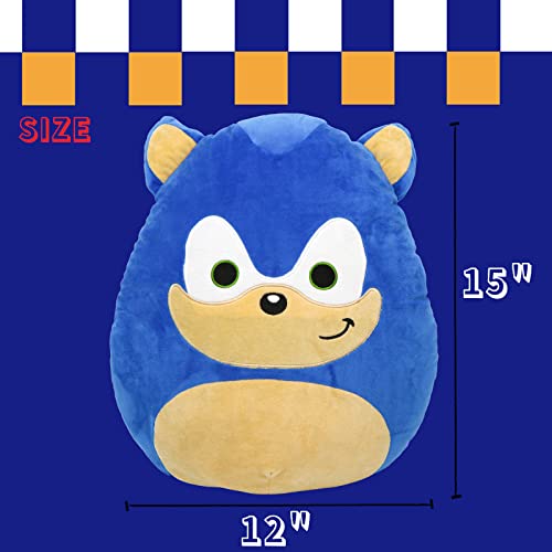 DEYOU Classic 14in Hedgehog Plush Toys Plush Figure Classic Hedgehog Plush Doll for Boys Girls Best Gift (Blue)