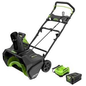 Greenworks Pro 21-Inch 80V Self-Propelled Cordless Lawn Mower, Tool-Only, MO80L00 & Pro 80V 20-Inch Snow Blower with 2Ah Battery and Charger