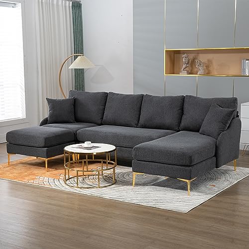 Modern Convertible U-Shaped Sectional Corner Sofa for Living Room,Upholstered Accent Modular Sectionals Sofá Couch Bed for Home Office