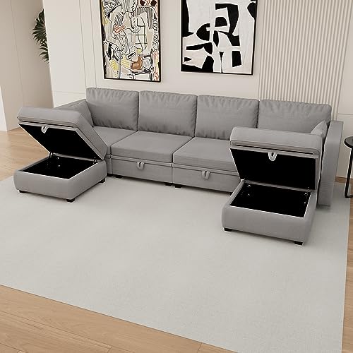 Modern Convertible U-Shaped Sectional Corner Sofa for Living Room,Upholstered Accent Modular Sectionals Sofá Couch Bed for Home Office