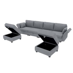 Modern Convertible U-Shaped Sectional Corner Sofa for Living Room,Upholstered Accent Modular Sectionals Sofá Couch Bed for Home Office