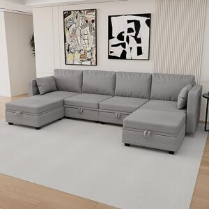 Modern Convertible U-Shaped Sectional Corner Sofa for Living Room,Upholstered Accent Modular Sectionals Sofá Couch Bed for Home Office