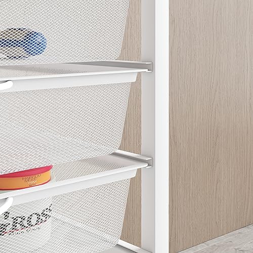 Rolling Storage Cart on Wheels, with 5 Handle Mesh Drawers Baskets and Wooden Top, Industrial Mobile Storage Cabinet, Scrapbook Paper Office School Organizer for Office Pantry Bathroom