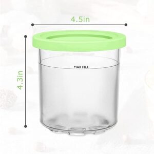 VRINO Creami Pints and Lids, for Ninja Creami Pints and Lids - 4 Pack,16 OZ Ice Cream Pints Cup Airtight and Leaf-Proof Compatible with NC299AMZ,NC300s Series Ice Cream Makers