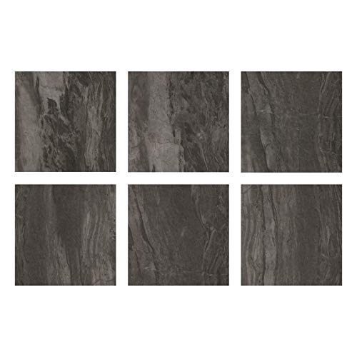 FloorPops FP3328 Raven Peel & Stick Floor Tiles, Black (Pack of 2)