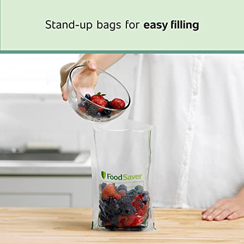 FoodSaver Easy Fill 1-Quart Vacuum Sealer Bags | Commercial Grade and Reusable | 16 Count, Clear (Pack of 2)