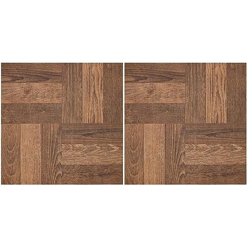 Achim Imports VFT920POVR Home Furnishings Portfolio 12x12 2.0mm Self Adhesive Vinyl Floor, Walnut Parquet, 9 Tiles/9 sq. ft (Pack of 2)