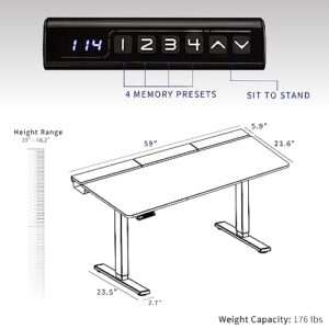 VIVO Electric Height Adjustable 60 x 30 inch Memory Stand Up Desk, Black Table Top with Built-in Concealed Cable Trays and Full-Size Pad, Gray Frame, Standing Workstation, DESK-KIT-1G6-P3B