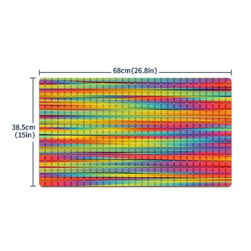 Bath Tub Shower Mat 26.8 x 15 Inch Non-Slip Safety Bathtub Mat with Suction Cups Machine Washable Bathroom Mats with Drain Holes Colorful Striped