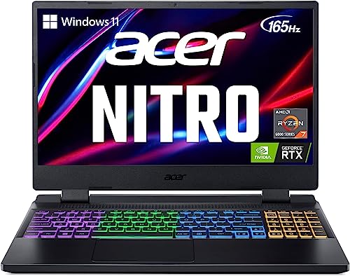 acer 2023 Newest Nitro 5 Gaming Laptop, 15.6" 165 Hz IPS Display, AMD Ryzen 7 6800H (8 core), NVIDIA GeForce RTX 3070 Ti, 32GB DDR5 RAM, 1TB SSD, Wi-Fi 6E, Backlit Keyboard, Windows 11 Home