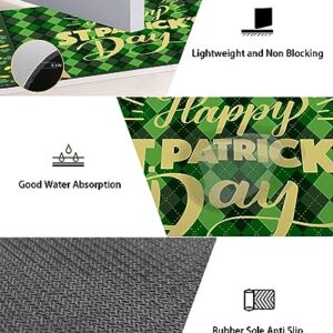 Geometry Bath Mat for Tub,Non Slip Bathroom Floor Runner Rug Quick Dry & Absorbent Diatomaceous Earth Kitchen Room Shower Sink Washable Doormat,St. Patrick's Day Checkered Clover Irish Green 18"x30"