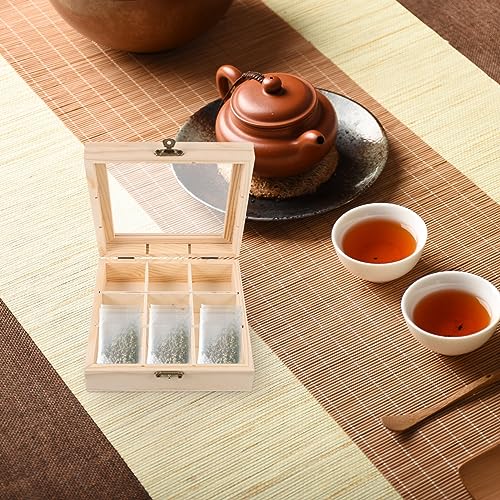 Tea Organizer Tea Box Organizer with Lid Tea Bag Countertop Holder Coffee Organizer Compartment Tea Bag Storage Box for Kitchen Cabinets Countertops Pantry Tea Display Holder