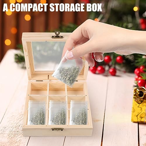 Tea Organizer Tea Box Organizer with Lid Tea Bag Countertop Holder Coffee Organizer Compartment Tea Bag Storage Box for Kitchen Cabinets Countertops Pantry Tea Display Holder