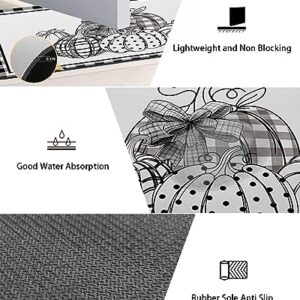 Black and White Bath Mat for Tub,Non Slip Bathroom Floor Runner Rug Quick Dry & Absorbent Diatomaceous Earth Kitchen Room Shower Sink Washable Doormat,Thanksgiving Pumpkin Boho Polka Dot Plaid 18"x30"