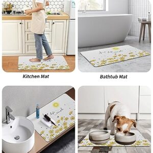 Sun Flower Bath Mat for Tub,Non Slip Bathroom Floor Runner Rug Quick Dry & Absorbent Diatomaceous Earth Kitchen Room Shower Sink Washable Doormat,Elegant Gold Spring Florals Cartoon Butter-fly 18"x30"