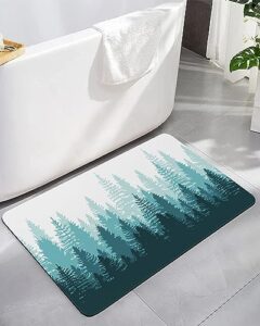 modern forest aqua bath mat for tub,non slip bathroom floor runner rug quick dry & absorbent diatomaceous earth kitchen room shower sink washable doormat,gradient aesthetics modern color decor 16"x24"