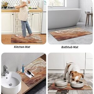 Summer Beach Bath Mat for Tub,Non Slip Bathroom Floor Runner Rug Quick Dry & Absorbent Diatomaceous Earth Shower Sink Kitchen Living Room Washable Doormat,Modern Abstract Boho Gradient Wave 18"x30"