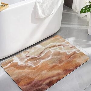 Summer Beach Bath Mat for Tub,Non Slip Bathroom Floor Runner Rug Quick Dry & Absorbent Diatomaceous Earth Shower Sink Kitchen Living Room Washable Doormat,Modern Abstract Boho Gradient Wave 18"x30"