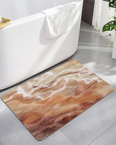 Summer Beach Bath Mat for Tub,Non Slip Bathroom Floor Runner Rug Quick Dry & Absorbent Diatomaceous Earth Shower Sink Kitchen Living Room Washable Doormat,Modern Abstract Boho Gradient Wave 18"x30"