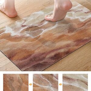 Summer Beach Bath Mat for Tub,Non Slip Bathroom Floor Runner Rug Quick Dry & Absorbent Diatomaceous Earth Shower Sink Kitchen Living Room Washable Doormat,Modern Abstract Boho Gradient Wave 18"x30"