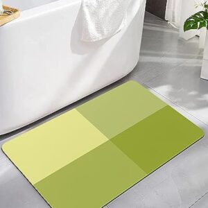 Ombre Green Bath Mat for Tub,Non Slip Bathroom Floor Runner Rug Quick Dry & Absorbent Diatomaceous Earth Kitchen Room Shower Sink Washable Doormat,Modern Abstract Minimalistic Geometric Plaid 16"x24"