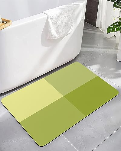 Ombre Green Bath Mat for Tub,Non Slip Bathroom Floor Runner Rug Quick Dry & Absorbent Diatomaceous Earth Kitchen Room Shower Sink Washable Doormat,Modern Abstract Minimalistic Geometric Plaid 16"x24"